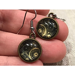 Minimalist Steampunk Earrings, Surgical Steam Punk Earrings, Stainless Steel Earrings, Surgical Steel Earrings by AnnaArt72