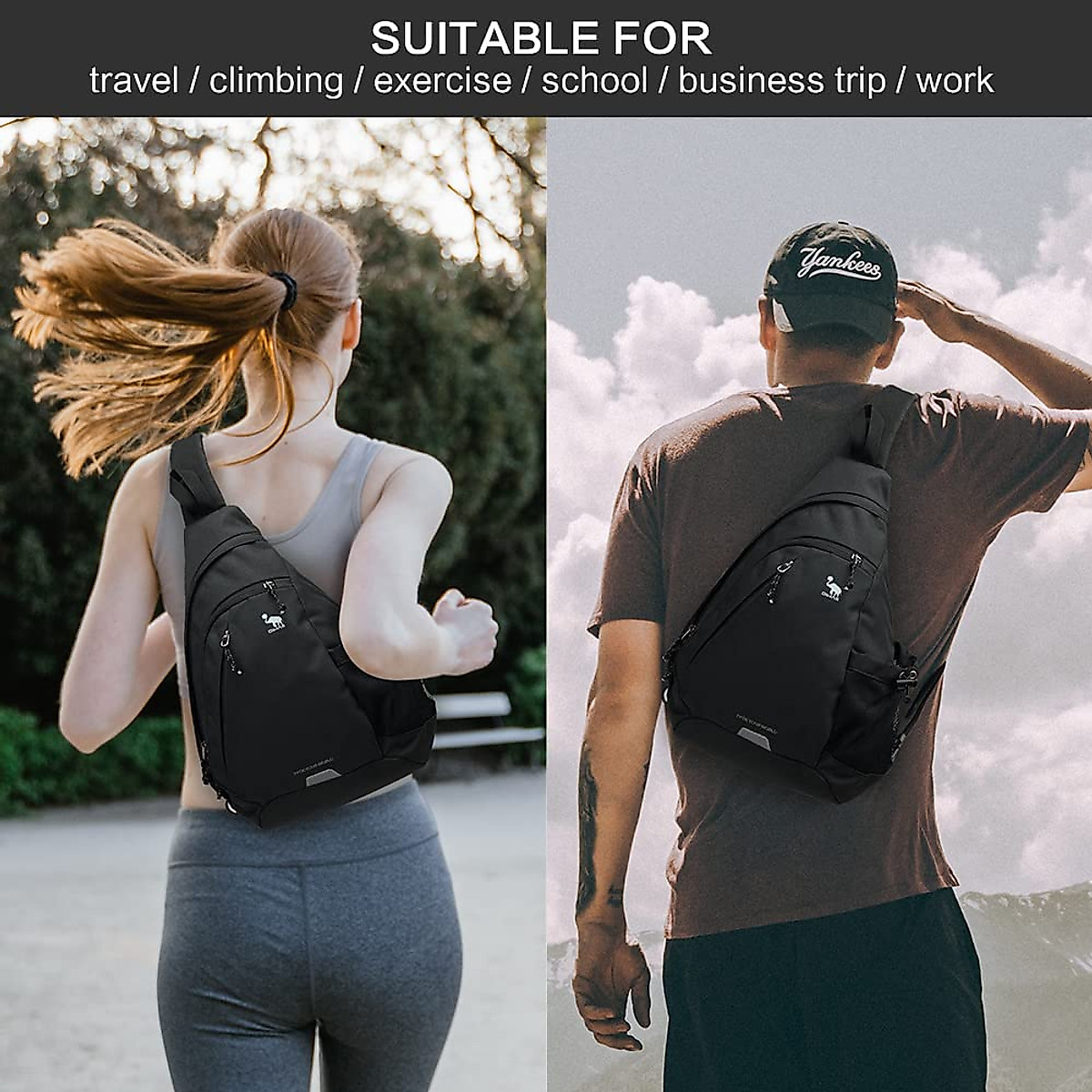 Kimlee OIWAS One Strap Backpack for Men Single Strap Backpack Sling Bag Crossbody Shoulder Daypack for Boys Women