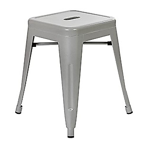 Flash Furniture Metal Dining Table Height Stool - Backless Silver Kai Commercial Grade Stool - 18 Inch Stackable Dining Chair - Set of 4