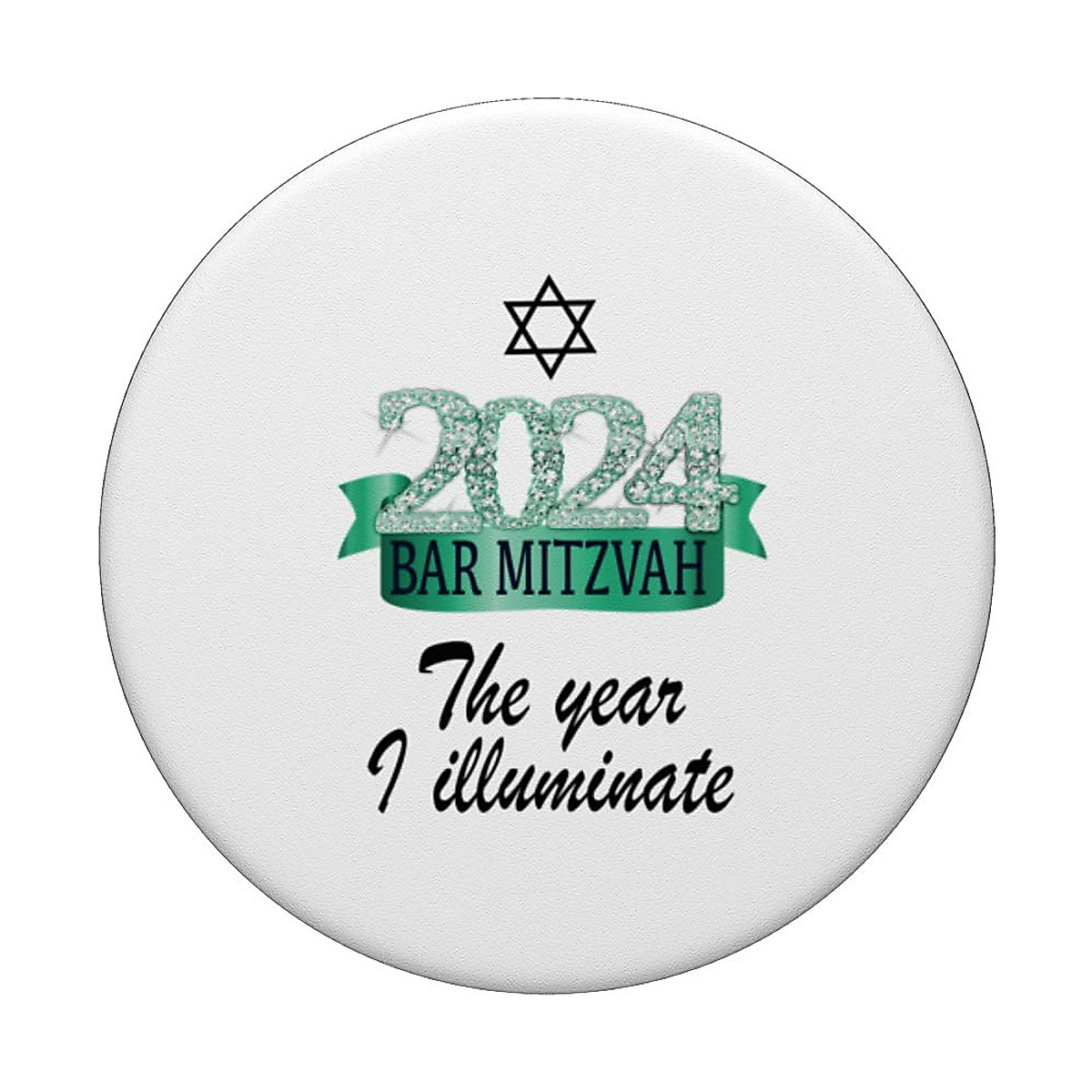 2024 Bar Mitzvah Quote Festive White Turquoise Decor PopSockets Standard PopGrip