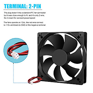 KEYFANCLUB 2-Pack 120mm Fan DC 12V Computer Fan 120mm x120mm x 25mm 2-Pin High Performance Cooling Fan