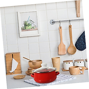 SHOWERORO 3pcs Enamel Pot Enamel Stockpot with Lid Soup Pot with Lid Small Pots for Cooking Quart Stock Noodle Pot Milk Pot Cookware Kitchen Pots With Cover Red Instant Noodle Pot