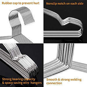 YIKALU Wire Hangers 50 Pack Coat Hangers Strong Heavy Duty Stainless Steel Metal Hangers 16.5 Inch Ultra Thin Space Saving Clothes Hangers