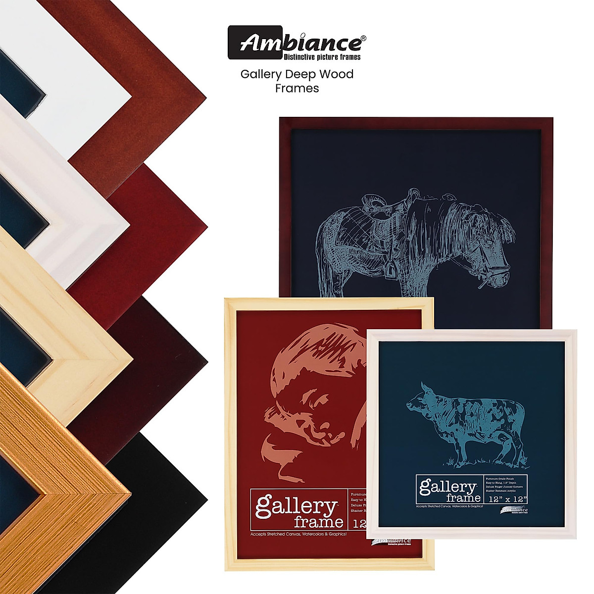 Ambiance Gallery Wood 1.5" Deep Picture Frames - 16x20" Black Wood Frame, Shatter-Resistant Acrylic Glazing & MDF Backing, Horizontal or Vertical Wall Wall Display