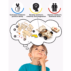 2 in 1 STEM Model Car Kits, 3D Wooden Puzzles, Education Science Experiment Kits, DIY Remote Control STEM Projects Building Toys, Gifts for 8, 9, 10,11,12 Year Old Boys and Girls