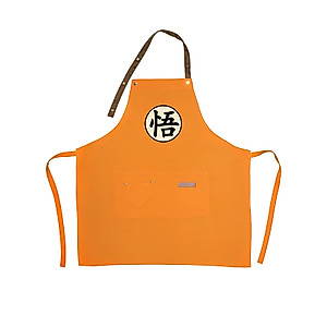 Aiabaleaft Anime Cartoon Apron Water Stain Resistant Orange Chef Cooking Kitchen BBQ Work Aprons with Pockets for Men Women