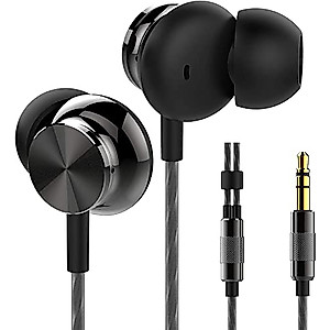 Betron BS10 Earphones Wired in Ear Earbud Headphones Strong Bass Noise Isolating Ear Buds 3.5mm Jack Tangle-Free Cord Compatible with Tablet Laptop iPhone iPad Smartphones (Black)