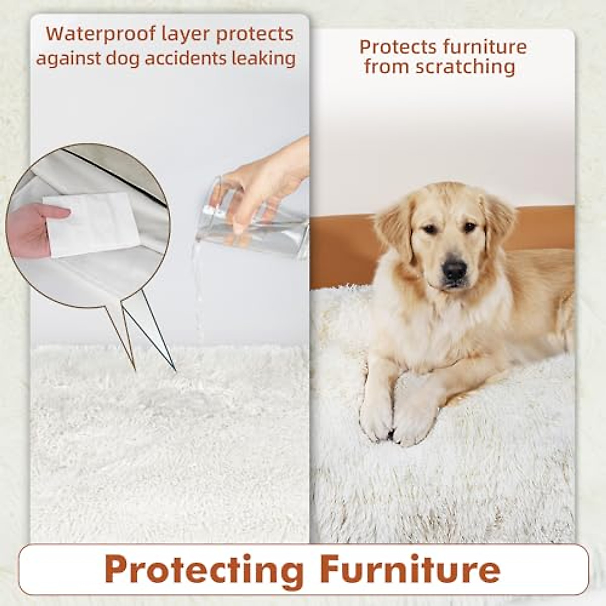 Mora Pets Dog Couch Bed for Furniture Protector Waterproof Dog Mat with Removable Washable Cover and Anti-Slip Bottom Bolster Plush Pet Sleeping Mattress for Large Medium Small Dogs