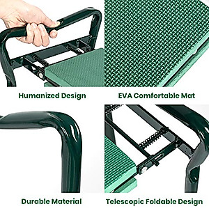 COSYLAND Garden Kneeler and Seat Foldable Soft Gardening Stool with Bonus EVA Kneeling Pad, 2 Pouches, Detachable Belt, Kneeler for Gardening Foldable Portable
