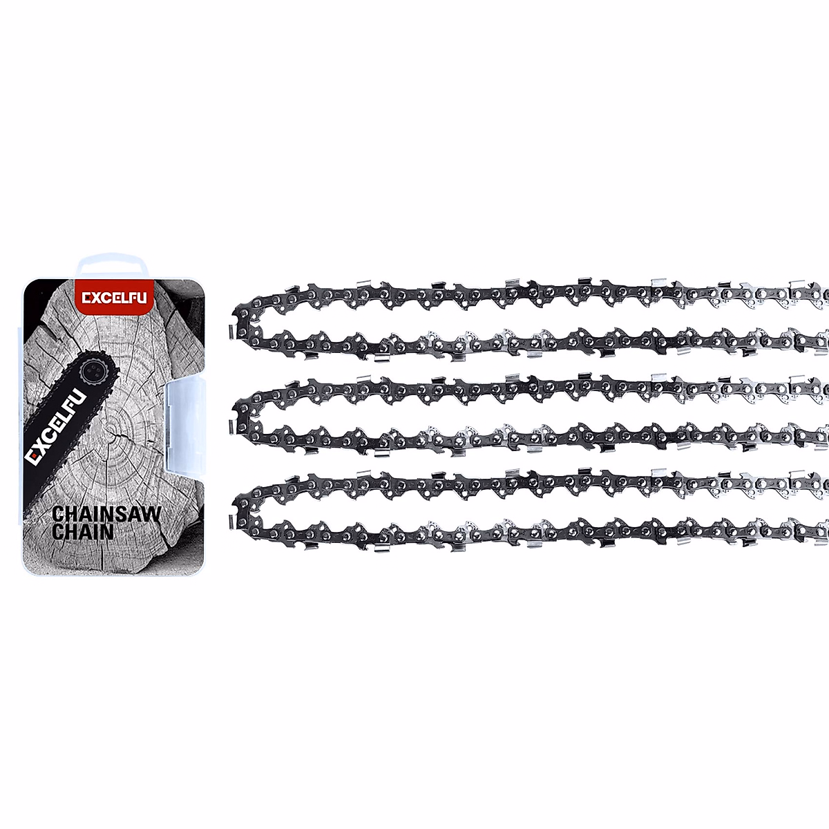 EXCELFU 3 Pack 18 inch Chainsaw Chains 3/8 LP .050 Inch 62 Drive Links fits Craftsman, Ryobi, Homelite, Poulan