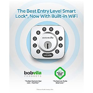 ULTRALOQ U-Bolt WiFi Smart Lock (Satin Nickel) with Door Sensor, 5-in-1 Keyless Entry Door Lock with Built-in WiFi, Bluetooth and Keypad, Smart Lock Front Door, WiFi Deadbolt, ANSI Grade 1 Certified