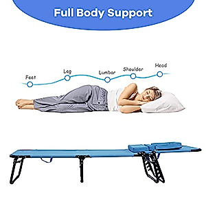 GYMAX Beach Lounge Chair, Sunbathing Chair Patio Lounge Chair Folding Adjustable Recliner with Hole for Face