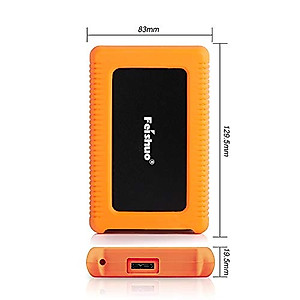 FEISHUO Portable External Hard Drive USB3.0 SATA HDD Storage — External Hard Drive Silicone Case Anti-Drop, Shockproof and Rainproof, for Game, PC, Mac, Windows(120G, Black)
