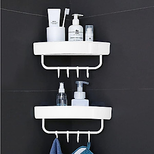 Adhesive Shower Caddy Corner basket Bathroom Shelf（2 Packs） (White)