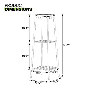 Magshion 3-Tier Bamboo Plant Stand, 39 Inch Height Tall Plant Shelf for Indoor/Outdoor, Rustic Flower Pot Holder for Balcony, Patio, Corner
