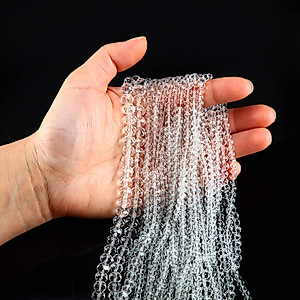 WILLBOND 1900 Pieces Glass Crystal Beads 4/6/ 8 mm Clear Rondelle Glass Crystal AB Spacer Beads for Jewelry Making DIY Craft Project Supplies, 15 Strands