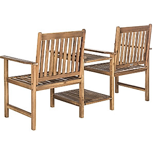 SAFAVIEH Outdoor Collection Brea Teak Brown Seat Bench