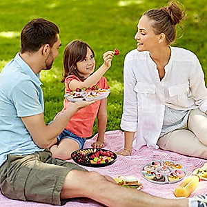 24 Pcs 5 Sectional Round Plastic Serving Tray 12 Inches Divided Plates Plastic Chip and Dip Bowl with Dividers Fruit Platter Tray for Parties Veggie Dish Tray for Food Candy Party, Black and White