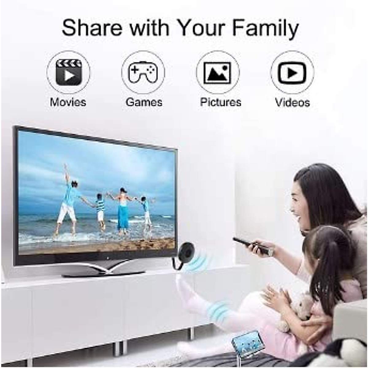 1080 HD Wireless Screen Projector, New 2023 Wireless Hd Projector Screen, Movie Projector with Wifi and Bluetooth for Outdoor Use