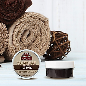 OKAY Colored Edges Dark Brown - Root Touch Up, Edge Control, Root Cover Up, Black Edge Gel, Gray Hair Cover Up for Women & Men, Hairline Coverage for Hair Loss, Thinning - 0.5 Oz (Pack of 1)