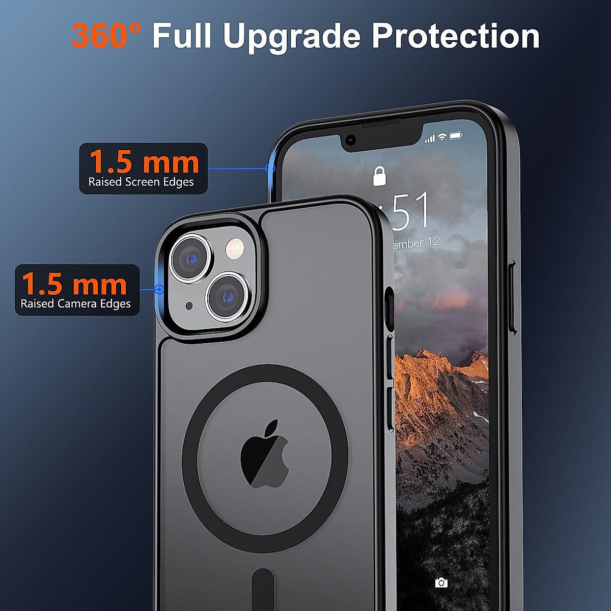 SUPFINE Magnetic for iPhone 14 Case & iPhone 13 Case (Compatible with MagSafe)(Military Grade Drop Protection) Slim Translucent Matte Shockproof Phone Cover,Black