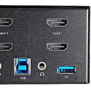 StarTech.com 2 Port Dual Monitor HDMI KVM Switch - 4K 60Hz Ultra HD HDR - Desktop 4K HDMI 2.0 KVM Switch with 2 Port USB 3.0 Hub (5Gbps) & 4X USB 2.0 HID, Audio - Hotkey Switching - TAA