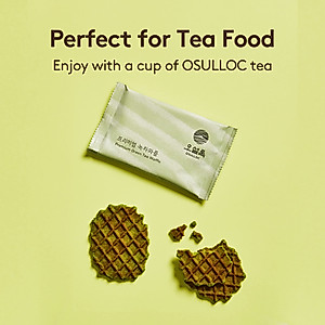 OSULLOC Green Tea Waffles (3.52oz, 100g) | Korean Matcha Flavored Snacks | Asian Snacks, Premium Tea Food