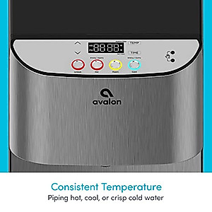 Avalon Hand-Free Touchless Electric Bottleless Water Cooler Dispenser with BioGuard- 3 Temperatures, Digital Clock with Temperature Control, Self Cleaning, Anti-Microbial Coating, Stainless Steel