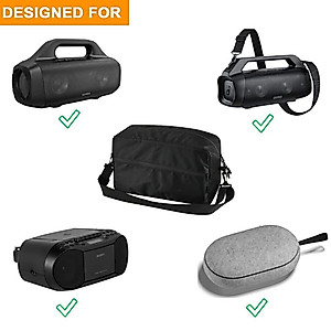 CaSZLUTION Travel Bag Case Compatible with Anker Motion Boom Outdoor Speaker and Sony Stereo CD/Cassette Boombox Home Audio Radio, Nylon Storage Carrying Bag with Shoulder Strap and Pockets