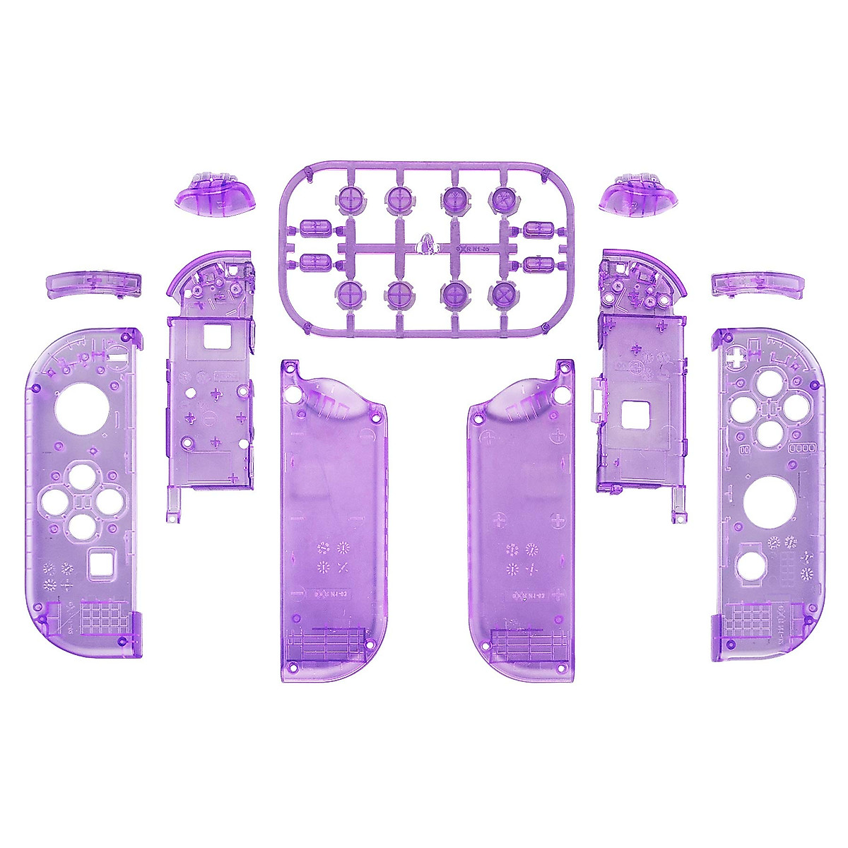 eXtremeRate DIY Replacement Shell Buttons for Nintendo Switch & Switch OLED, Clear Atomic Purple Custom Housing Case with Full Set Button for Joycon Handheld Controller - Console Shell NOT Included