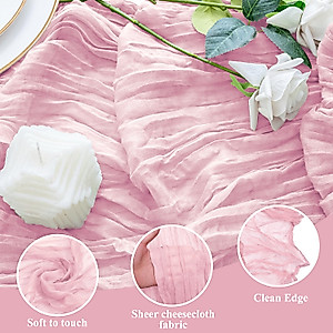 Xiomot 3PCS Table Runner Fall Cheesecloth 10FT Blushing Pink Boho Gauze Cheese Cloth Rustic Sheer Table Runners for Thanksgiving Wedding Bridal Baby Shower Party Decoration