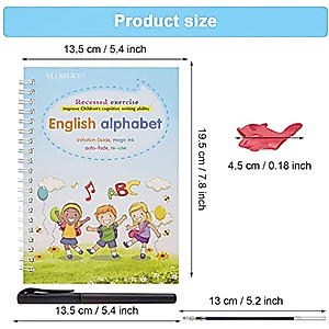 VLOJELRY 14Pcs Practice Copybook Reusable Calligraphy Book for Kids, Handwriting Copybook Set with Pen for Preschool Beginners Enlightenment