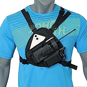 ABBREE Radio Chest Harness Holder Adjustable Shoulder Chest Front Pack Two Way Radio Pouch Holster Vest Rig Walkie Talkie Case for Arcshell Retevis Baofeng UV-5R/5G UV-82 BF-888S ST20