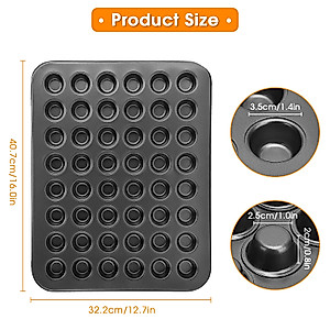 GOTOTOP Cupcake Pan, 48‑Cup Nonstick Mini Round Cupcake Pan Tray Baking Mould Bakeware Cooking Accessory, 48 Cups Muffin and Cupcake Pan, Grey