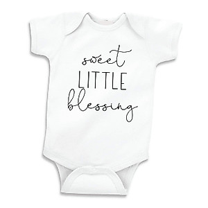 Bump and Beyond Designs Baby Girls Pregnancy Announcement For Grandparents Sweet Little Blessing Leotard White, 0-3 Months