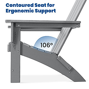 Folding Adirondack Chair Set of 2 with Table Weather Resistant Foldable Fire Pit Chairs HDPE Outdoor Adirondack Chair for Patio Front Porch Pool Garden Deck Fire Pit Outside, Light Grey