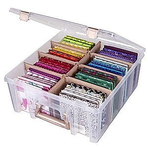 ArtBin Super Satchel Compartment Box - Stackable Durable Art Storage with 8 Removable Compartments, Smart Closure, and Portable Design for Craft Supplies, Threads, Ribbons, Paint Tubes
