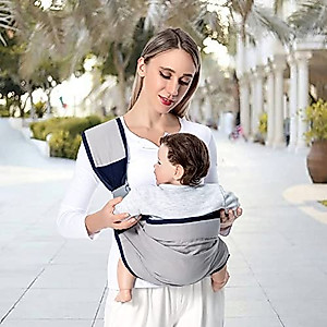 Shiaon Baby Sling Carrier Newborn to Toddler, Lightweight Baby Carrier Sling, Baby Wrap Sling, Baby Hip Seat Carrier for Toddler Sling, Baby Holder Carrier, Nursing Sling, Carrying 7-45 lbs, Grey