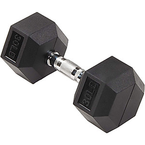 Fitvids Sporzon! Rubber Encased Hex Dumbbell, Single, Black