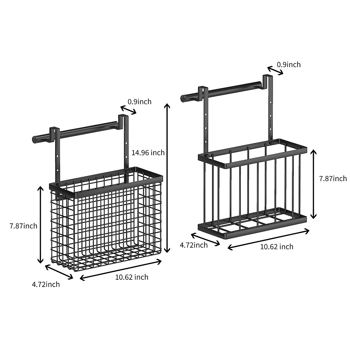 Qflushor Cabinet Door Organizer with Towel Bar, 2 Pack Over The Cabinet Door Organizer, Cutting Board Organizer with Towel Holder Kitchen Cabinet Organizer for Pantry, Baking Sheet, Wrap, Black