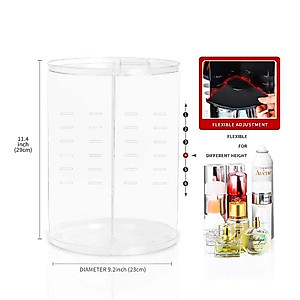 KLGO 360 Spinning Makeup Organizer, Lazy Susan Rack Cosmetic Carousel Storage Shelf, Great for Countertop and Bathroom, Clear