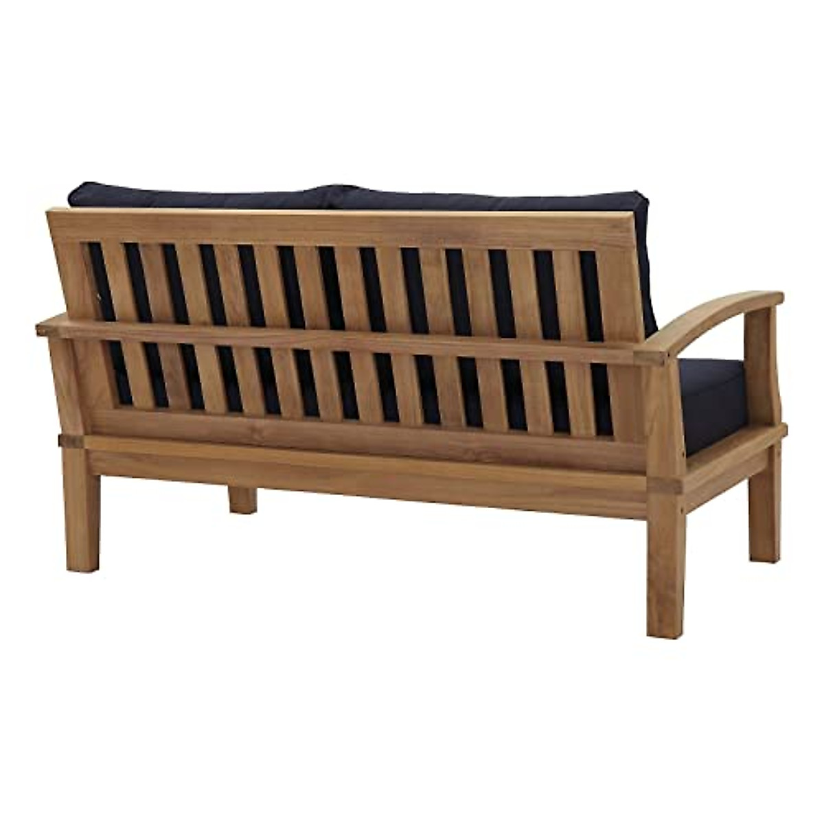 Modway Marina Premium Grade A Teak Wood Outdoor Patio, Loveseat, Natural Navy