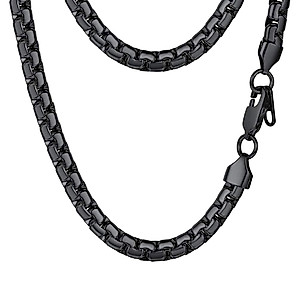 PROSTEEL Round Link Chain Layering Necklace Mens Jewelry Minimalist Chain Statement Black Necklace for Men