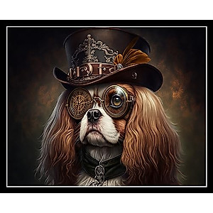Steampunk Cocker Spaniel, Art Print, Wall Hanging, Animal Poster Picture, Photograph Fantasy Anthropomorphic, Dog Puppy Gift, Imagination (8x10)