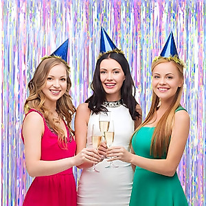3pcs Tinsel curtain background Photo booth，Birthday, wedding, baby shower, bachelorette, Christmas holiday, graduation, gender reveal, disco party decoration (dazzling-purple)