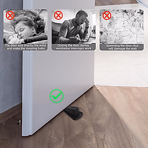 JZWBLILY Door Stoppers for Bottom of Door on Floor, Premium Rubber Door Stopper Wedge, Floor Sturdy Stackable Door Stops for Carpet Heavy Duty Door, Door Gaps (Black, 2 Pack)