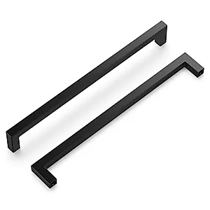 Hickory Hardware Solid Core Kitchen Cabinet Pulls, Luxury Cabinet Handles, Hardware for Doors & Dresser Drawers, 8-13/16 Inch (224mm) Hole Center, Matte Black, Skylight Collection(Pack of 1)