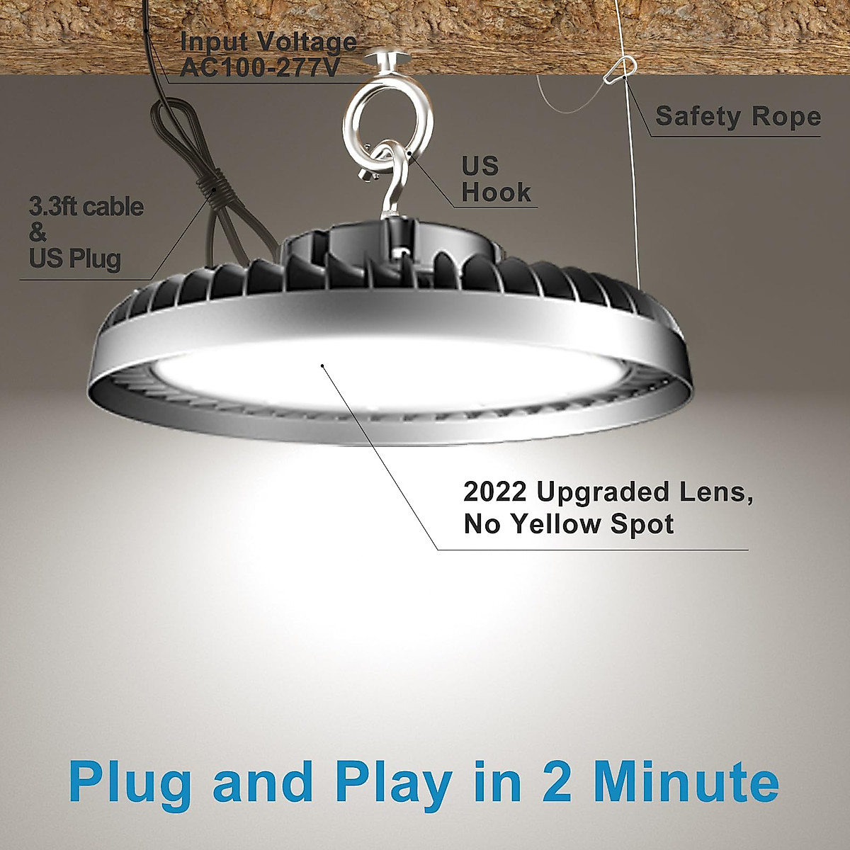 400W LED High Bay Light 60000LM (Eqv.1600W HPS) 0-10V Dimmable Commercial Bay Lighting, AC100-277V 5000K High Bay LED Light for 30~55FT-5 Pack