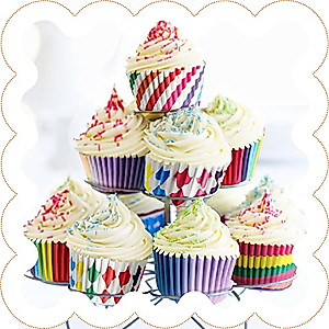 600 Pieces Rainbow Cupcake Liners Rainbow Cupcake Wrappers Baking Cups Cupcake Liners, Colorful Cake Paper Cup Rainbow Baking Cups for Cake Candy Make Baking Supplies (Vivid Style)