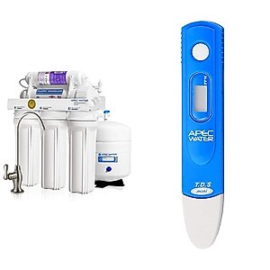 APEC Water Systems Top Tier Supreme Certified Alkaline Mineral pH+ High Flow & TDSMETER Water Quality TDS Meter Tester, 0 to 1999 Measurement Range for Better Accuracy, 1 ppm Resolution